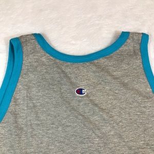 Champion | Tops | Nwt Champion Blue Tank Top Logo Text Ringer Xl New ...